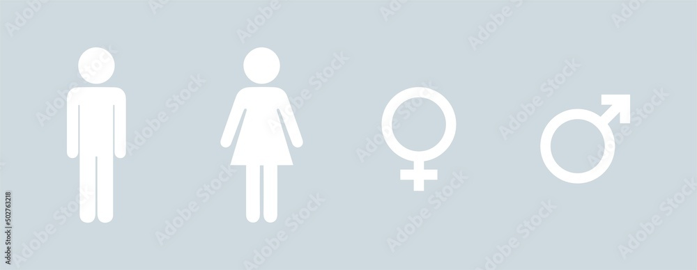 White outlines icons of gender symbols. Male and female sex sign gender ...