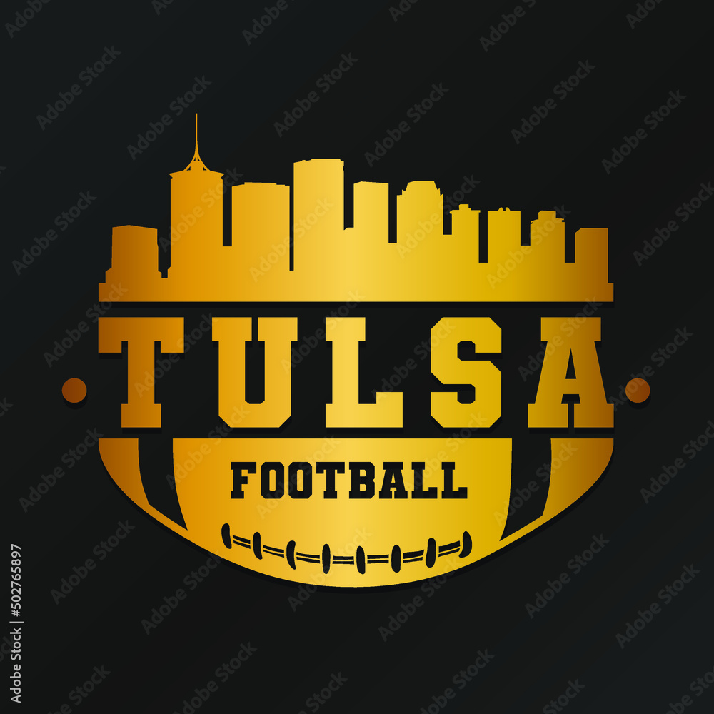 Tulsa, OK, USA American Football Gold Skyline City Silhouette Vector ...