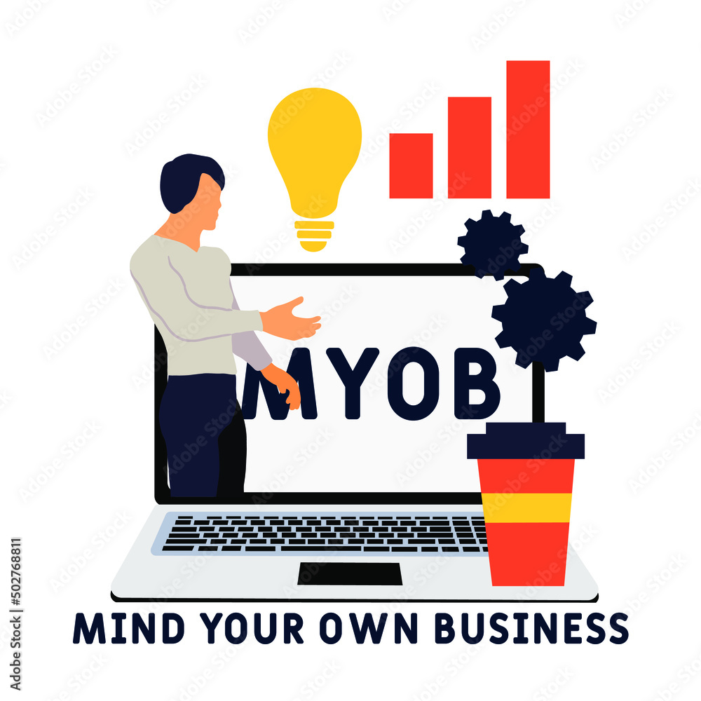MYOB - Mind Your Own Business acronym. business concept background ...