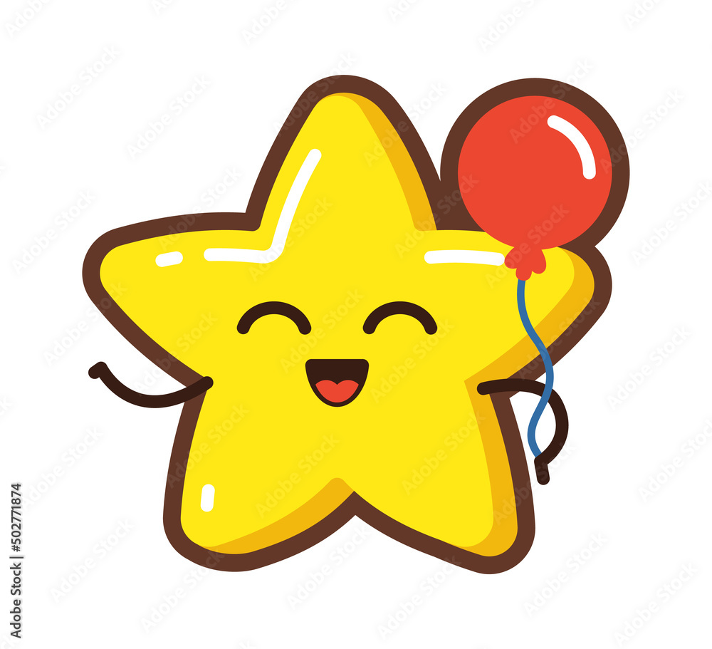 Cartoon star character with balloon. Vector illustration Stock Vector ...