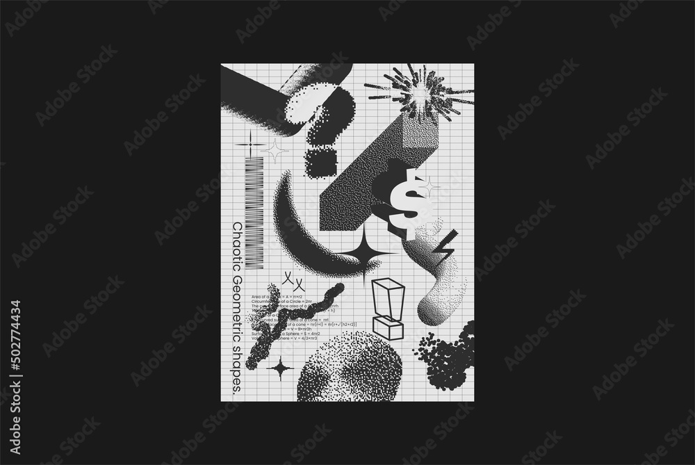 Poster template graphic design in Brutalism style. Vector cover Stock ...