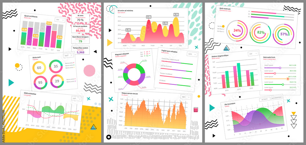 Infographic chart vector template. Annual statistics curve graph design ...