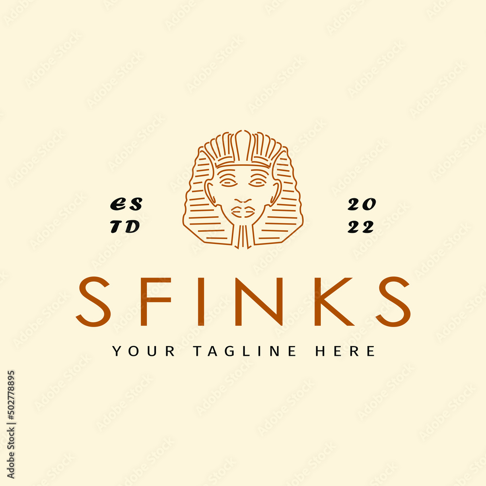 Vetor do Stock: Ancient egyptian sphinx head line art logo design ...