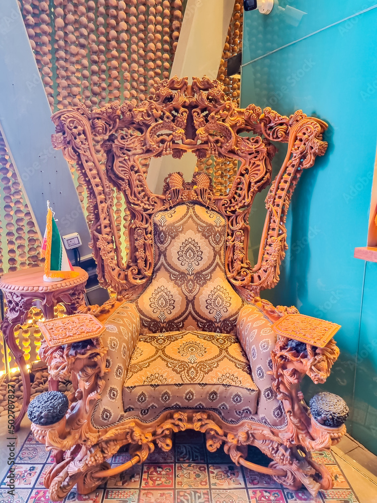 Antique giant wooden handcrafted chair in Islamic Republic of Iran ...