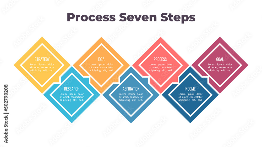 Business process. Timeline infographics with 7 steps, options, sections ...
