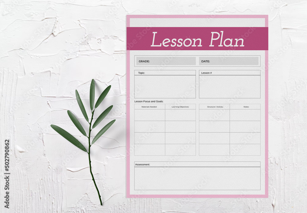 Pink Lesson Plan Layout Stock Template | Adobe Stock