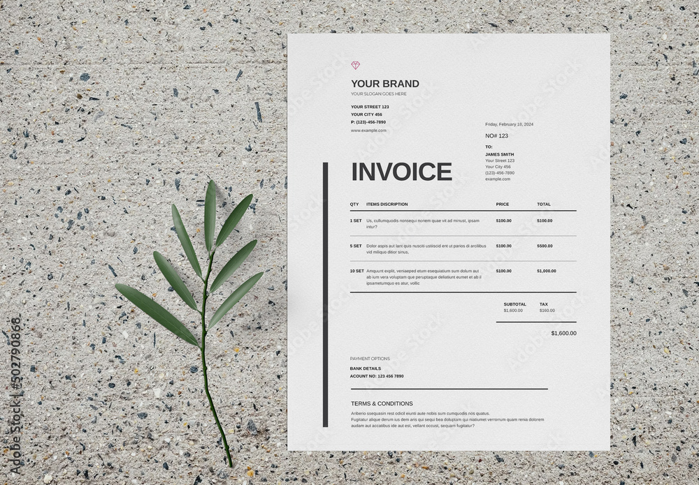Minimal Invoice Layout Stock Template | Adobe Stock
