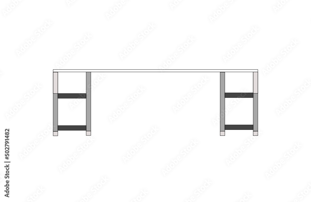 Office desk, computer workspace, writing worktable, 2D vector, home ...