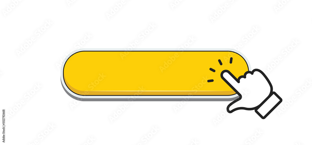Click here button with hand clicking icon. Stock Vector | Adobe Stock