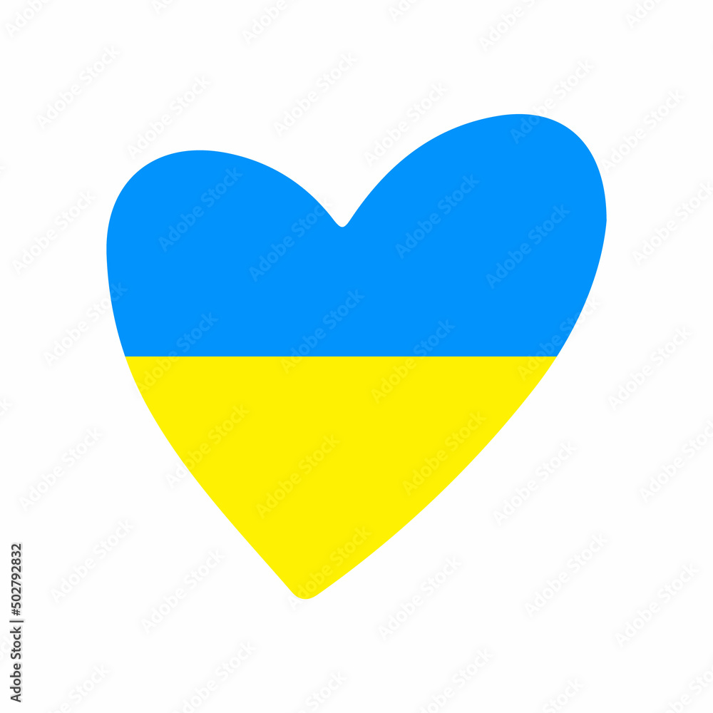 Pray for Ukraine sign. Hand drawn heart icon with colors of Ukrainian ...