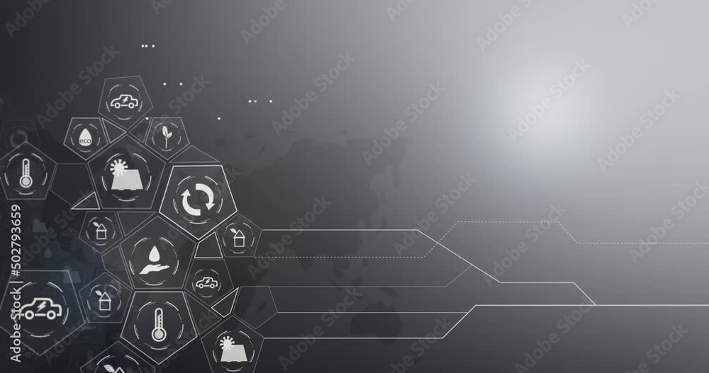 Black white endless loop background animation about sustainability ...