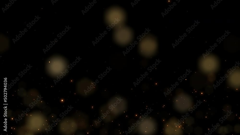 Flow up orange bokeh and Fire particles sparks rising up on black ...