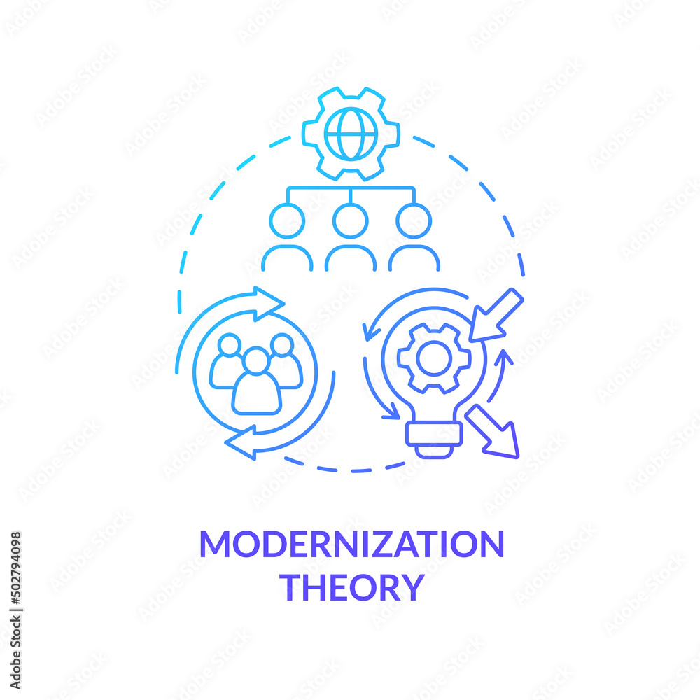 Modernization theory blue gradient concept icon. Social progress and ...
