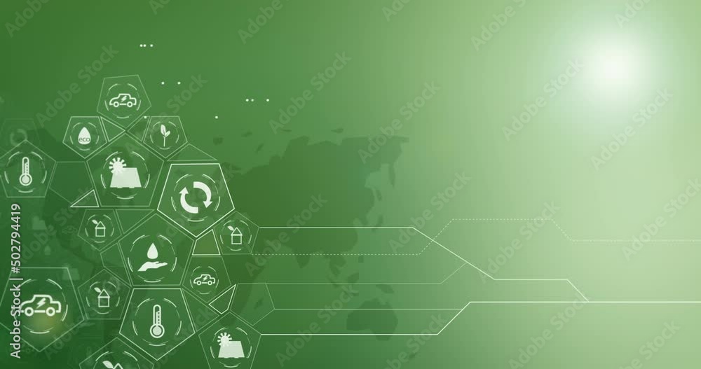 Green endless loop background animation about sustainability, climate ...