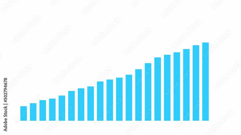 Animated financial blue growth chart. Growth bar chart of economy ...
