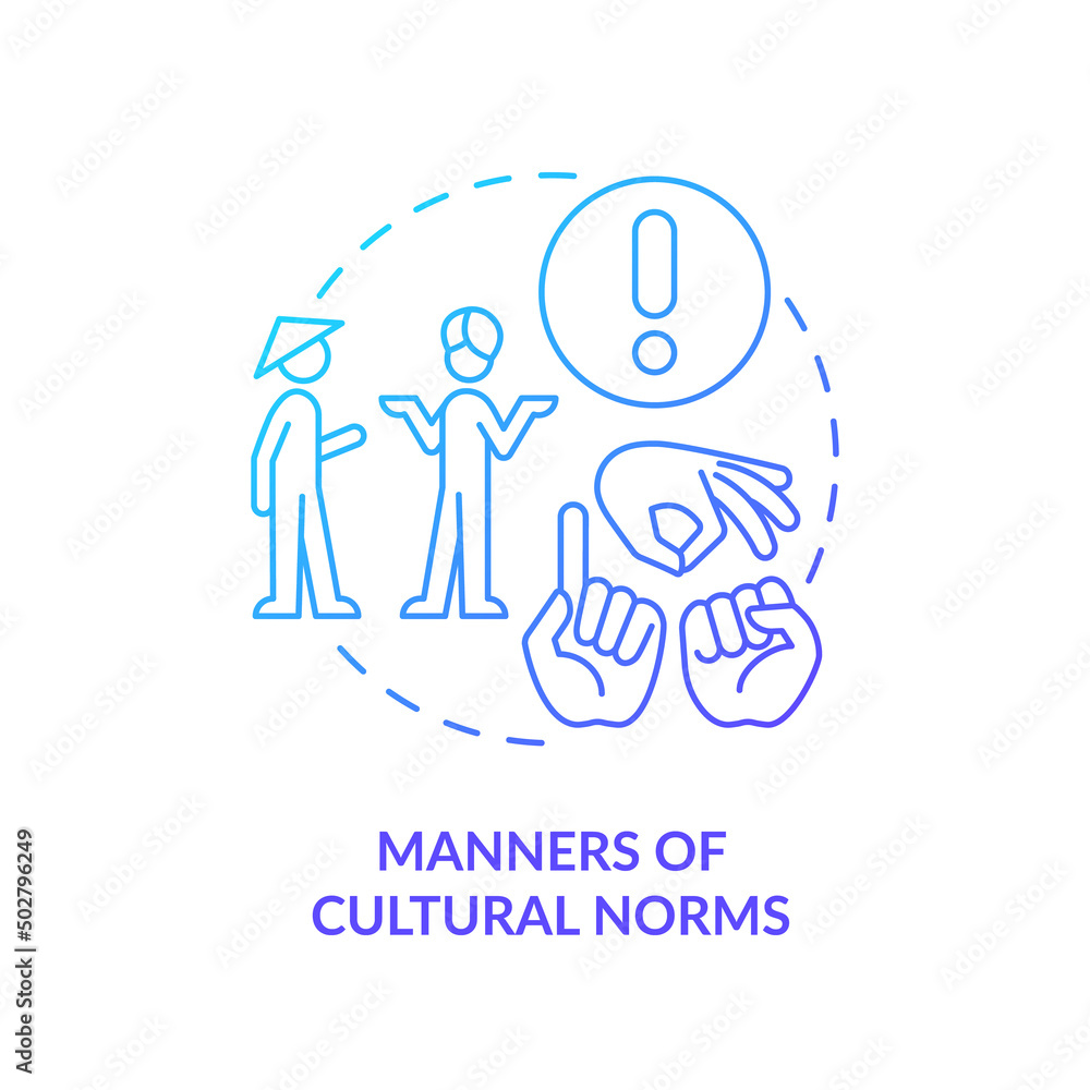 Manners of cultural norms blue gradient concept icon. Traditions and ...