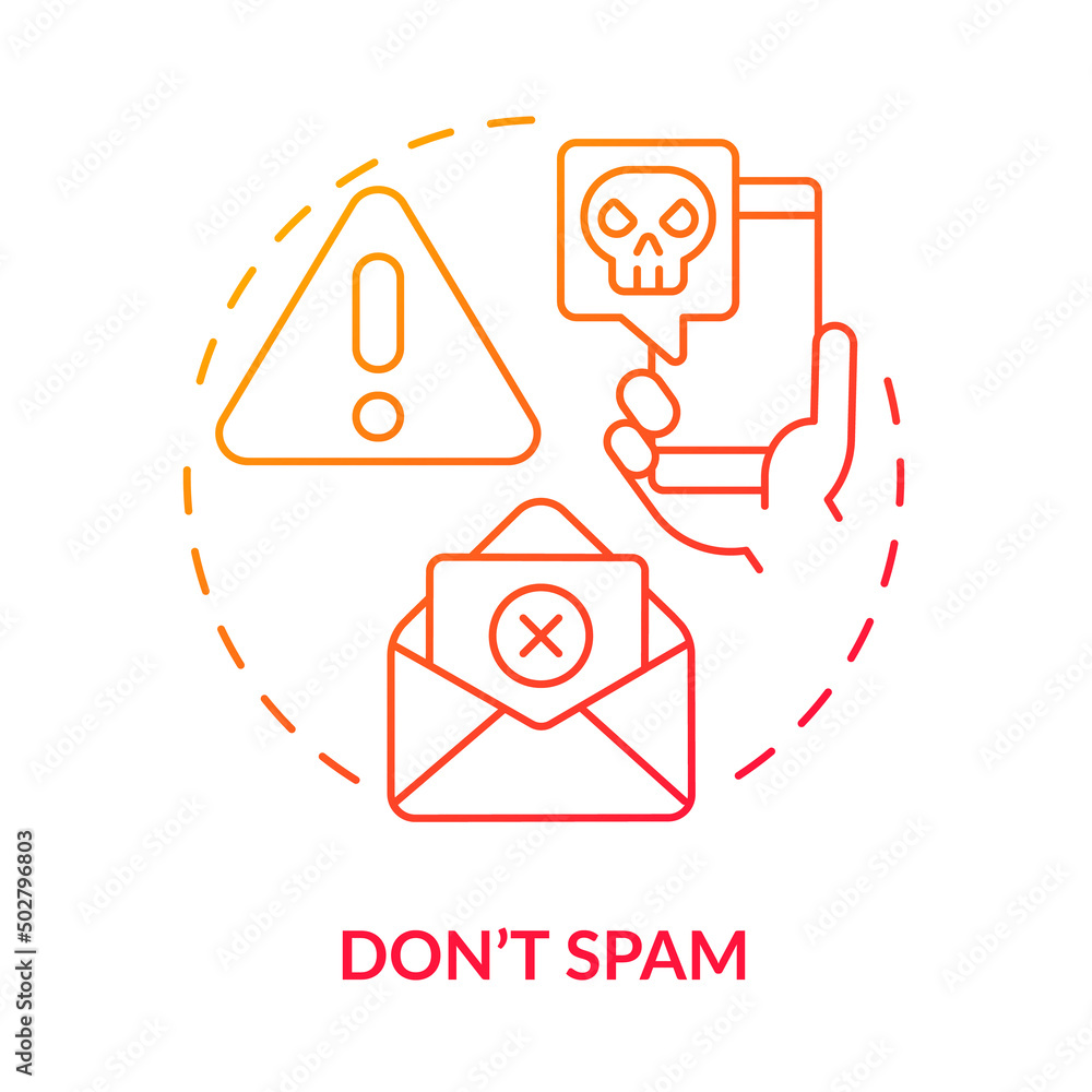 Do not spam red gradient concept icon. Unwanted message. Internet ...