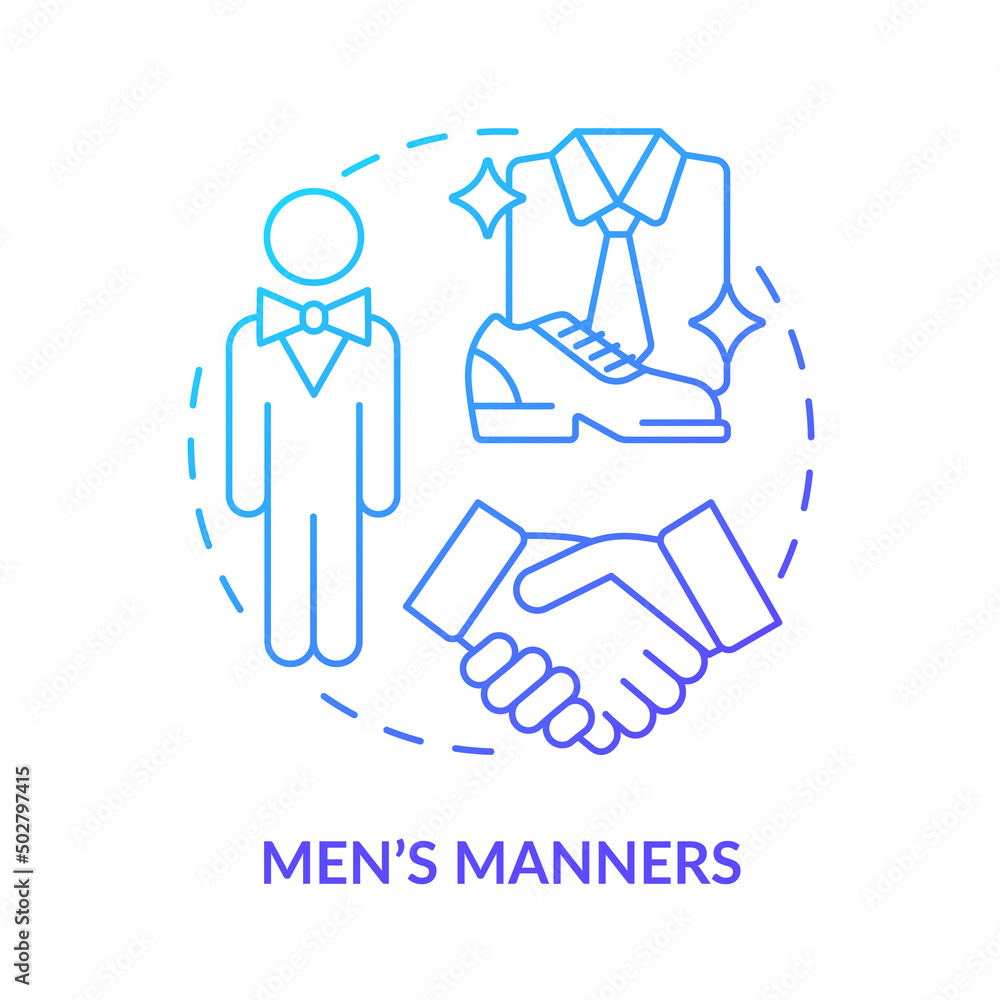 Men manners blue gradient concept icon. Elegant and well mannered ...