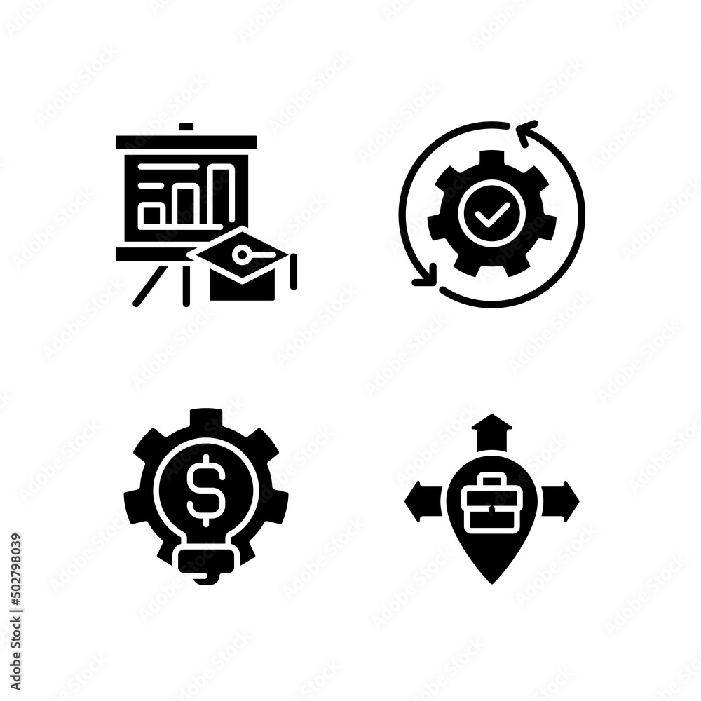 Improvement business process black glyph icons set on white space ...