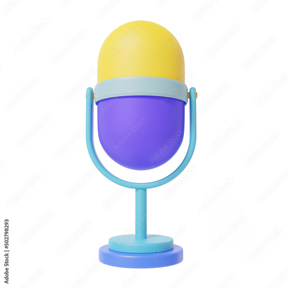 Minimal cartoon retro microphone isolated on white background, musical ...