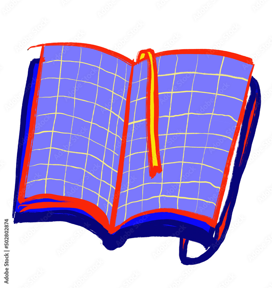 Notebook book Primary color scheme red blue yellow object hand drawn ...