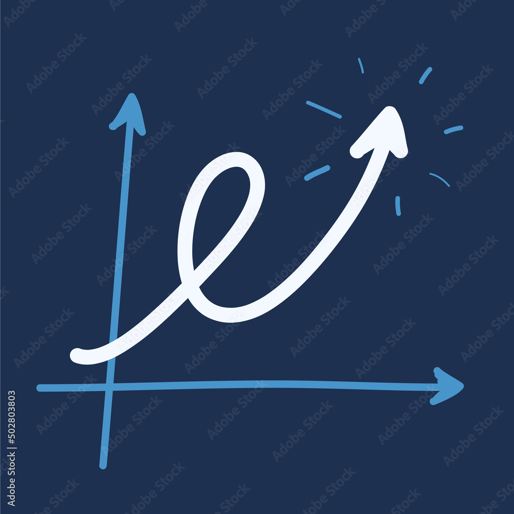Cartoon vector illustration of Growth trend chart with upward curve ...