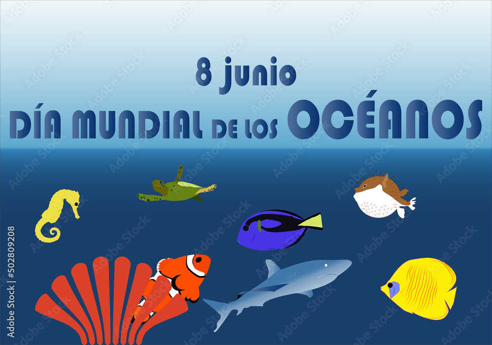 Día mundial de los océanos. 8 de junio Stock Vector | Adobe Stock