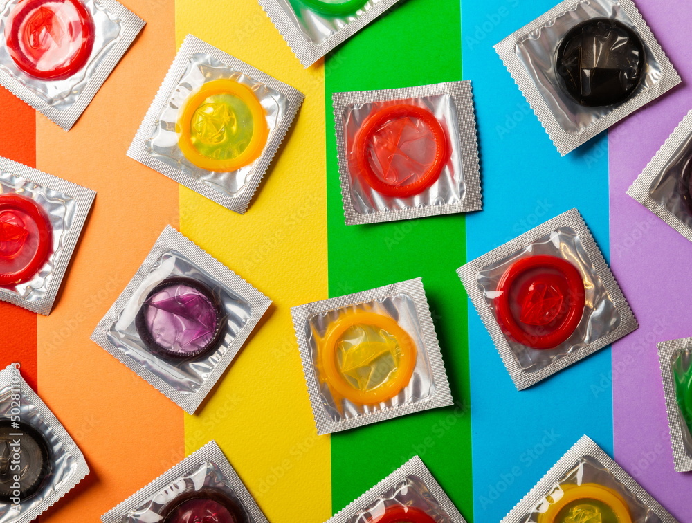 Super safe banana and strawberry flavored condoms with a nice rainbow ...