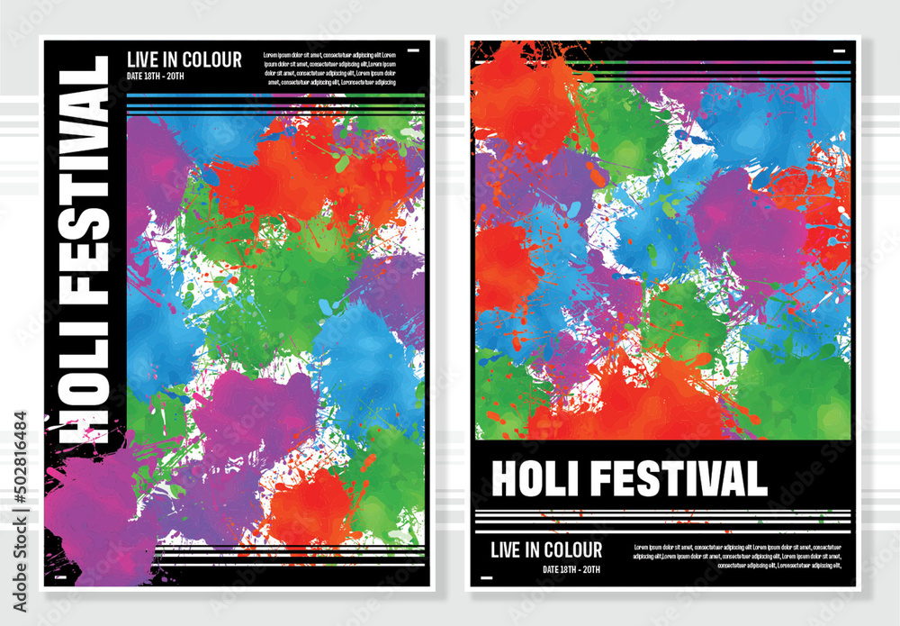Set of Holi Festival Posters Stock Template | Adobe Stock