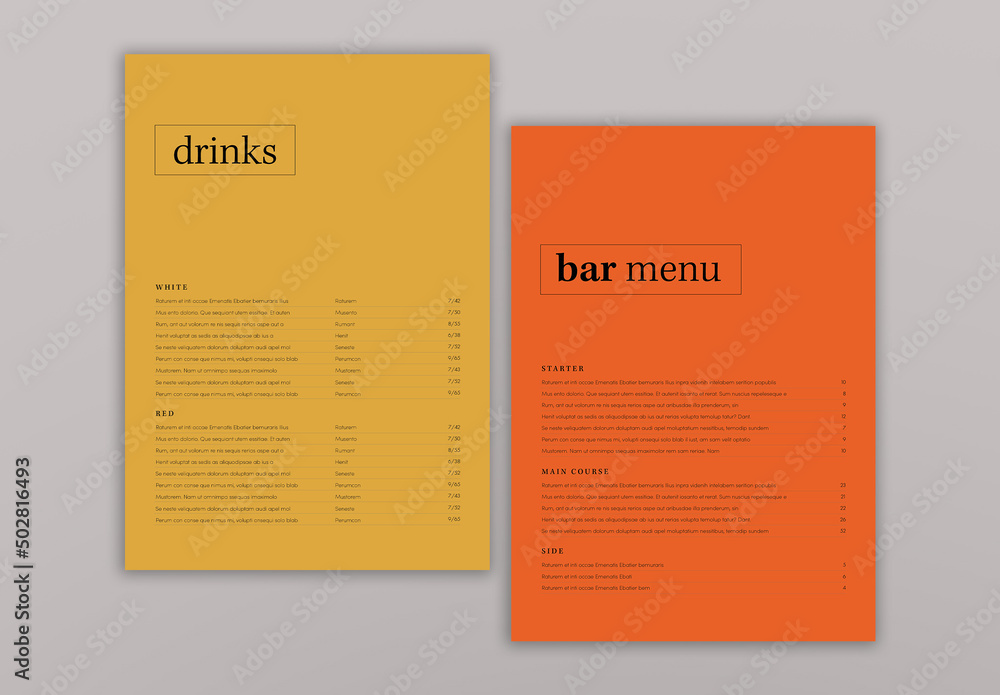 Minimal Orange and Yellow Menu Layout Stock Template | Adobe Stock