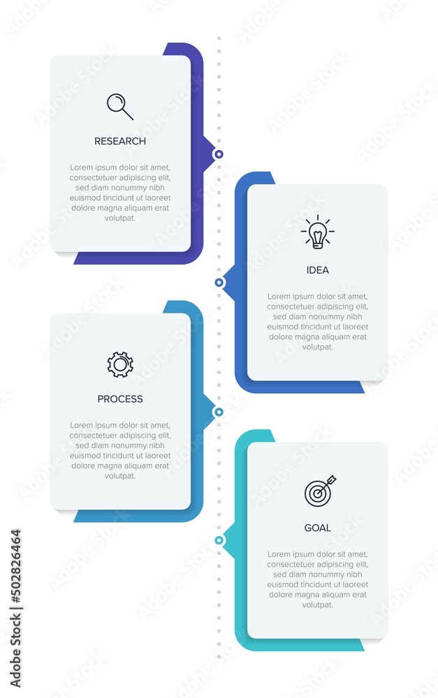 Vertical infographic design with icons and 4 options or steps. Thin ...