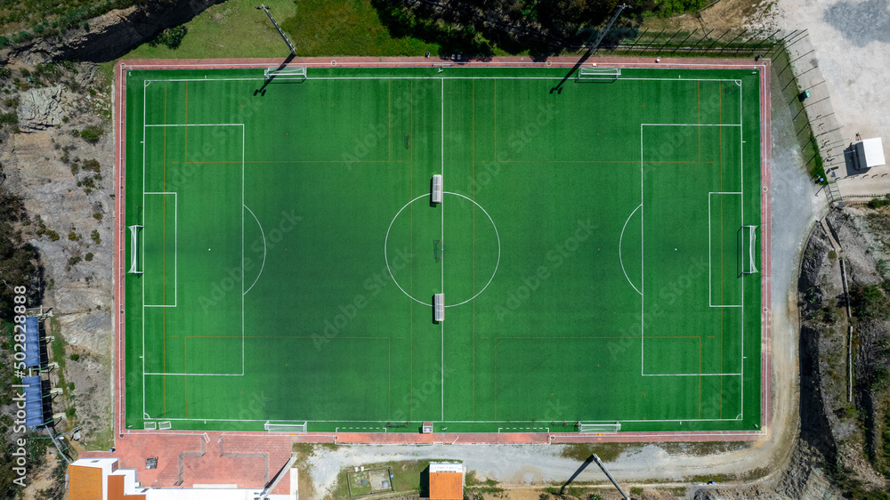 Soccer field. View from above from football field line Stock Photo ...