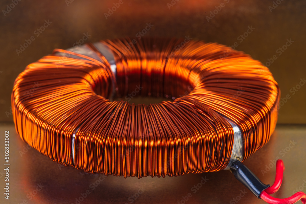 Electric transformer copper coil inductor Stock Photo | Adobe Stock