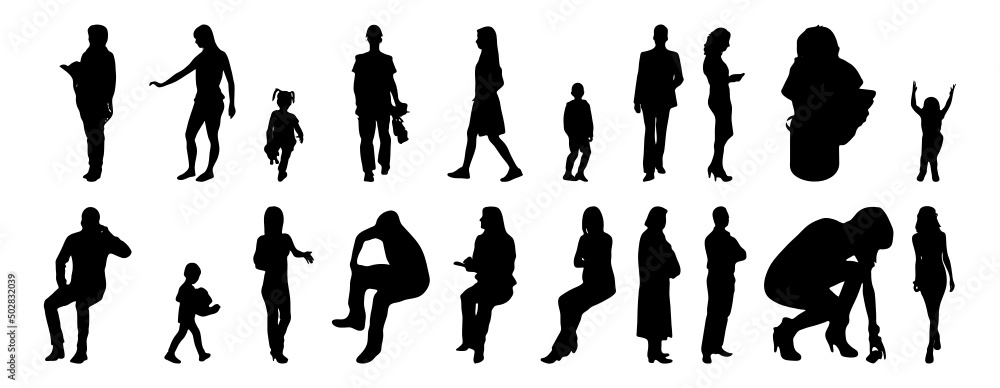 Vector silhouettes, Outline silhouettes of people, Contour drawing ...