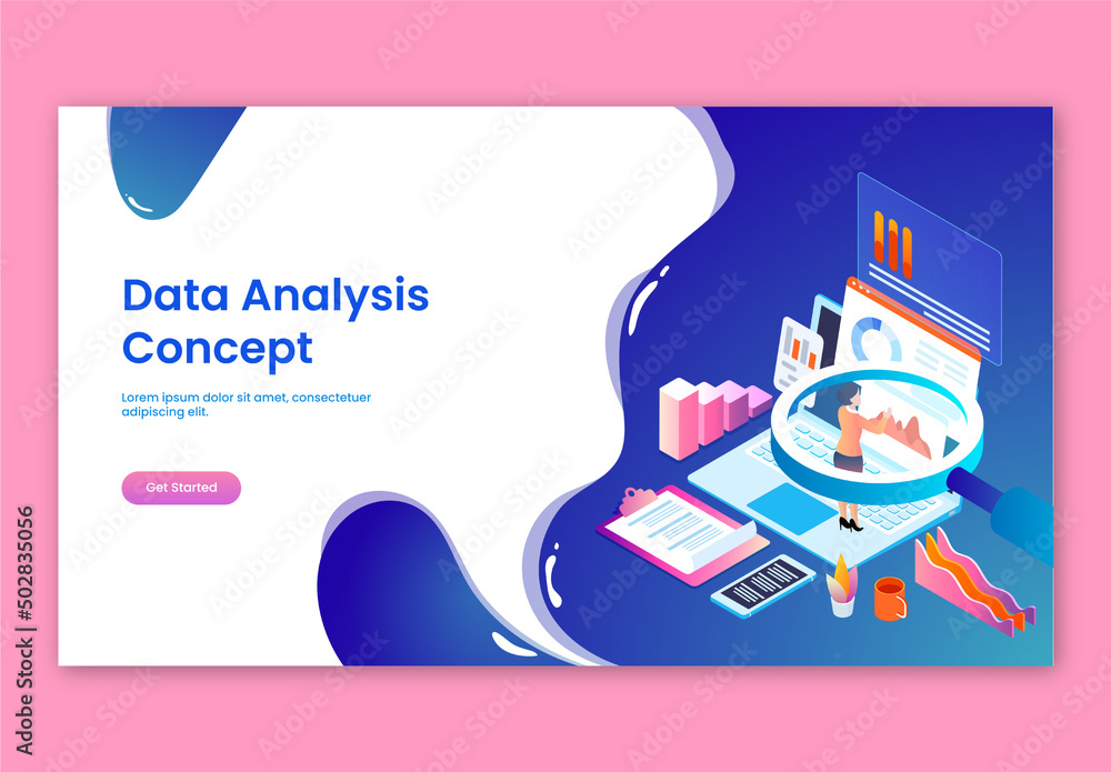 Responsive Landing Page for Data Analysis Concept Based Isometric Design with Analyst Analysis ...