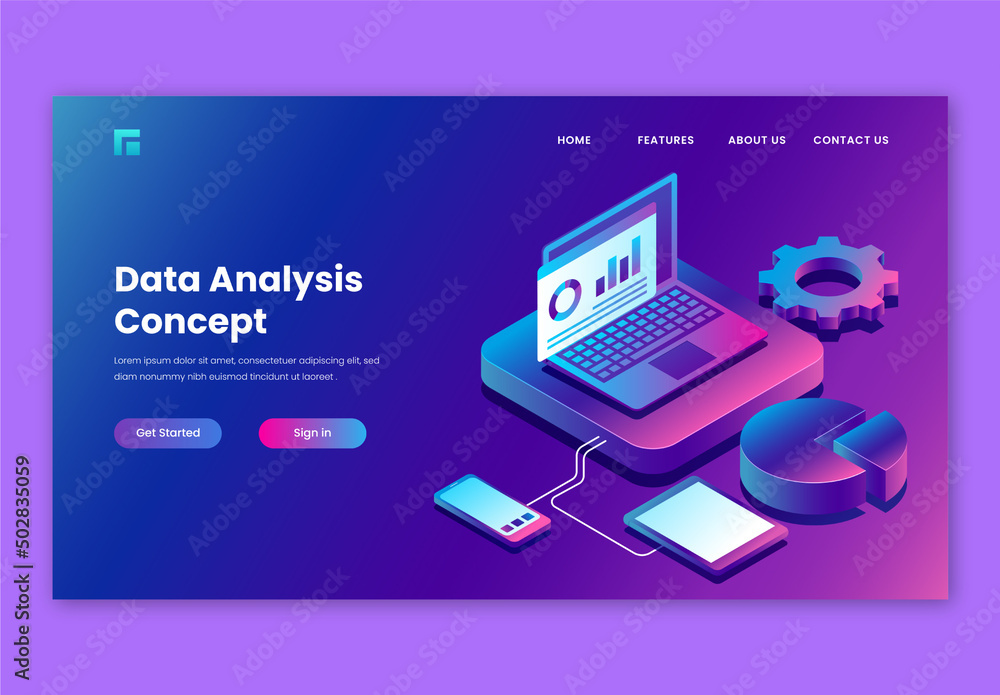 Data Analysis Concept Based Landing Page Design with Isometric ...