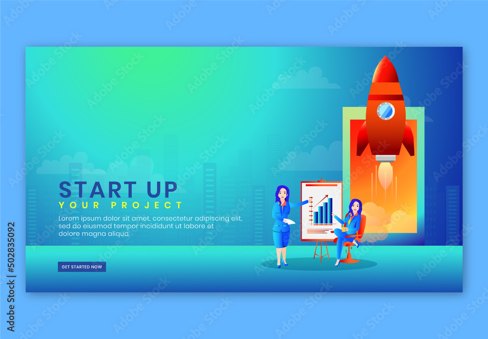 Landing Page Design for Startup Your Project Concept Businesswomen with ...