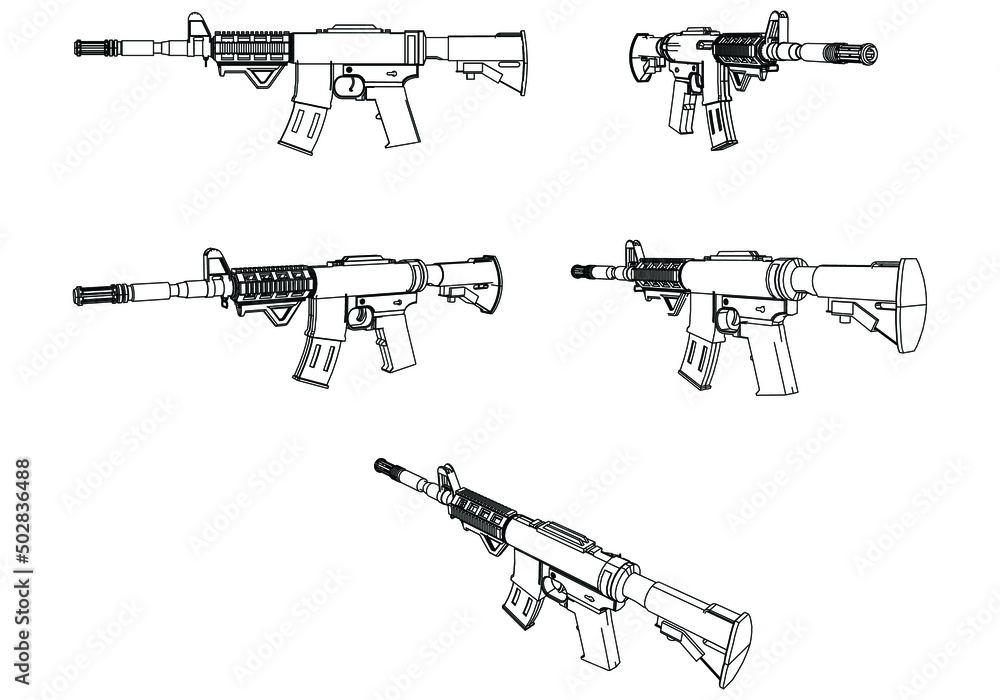 Assault rifle vector isolated on white background - Assault rifle ...