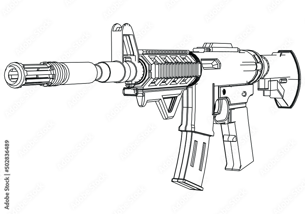 Assault rifle vector isolated on white background - Assault rifle ...