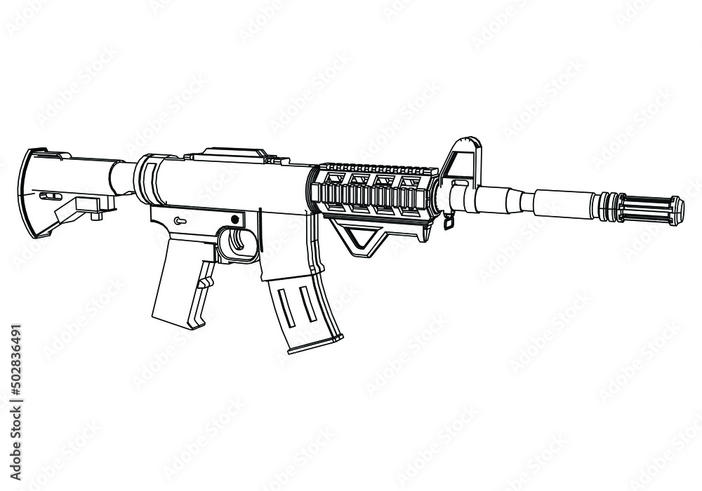 Assault rifle vector isolated on white background - Assault rifle ...