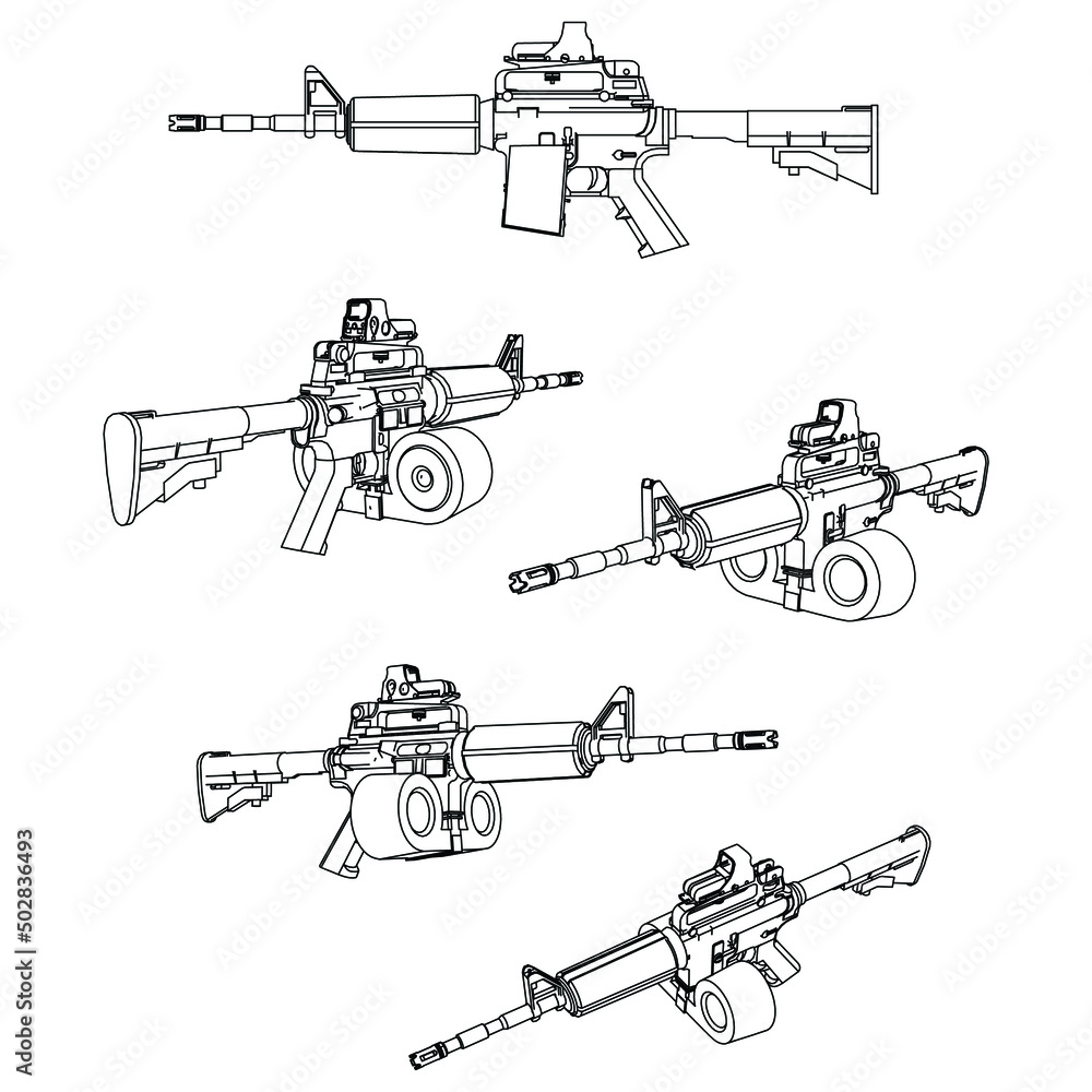 Assault rifle vector isolated on white background - Assault rifle ...