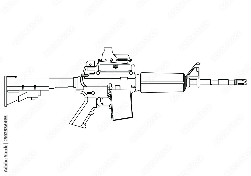 Assault rifle vector isolated on white background - Assault rifle ...