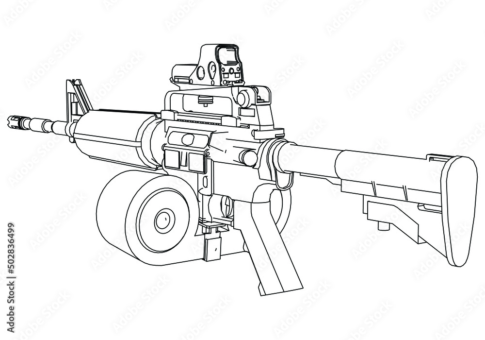 Assault rifle isolated on white background. Vector illustration of an ...