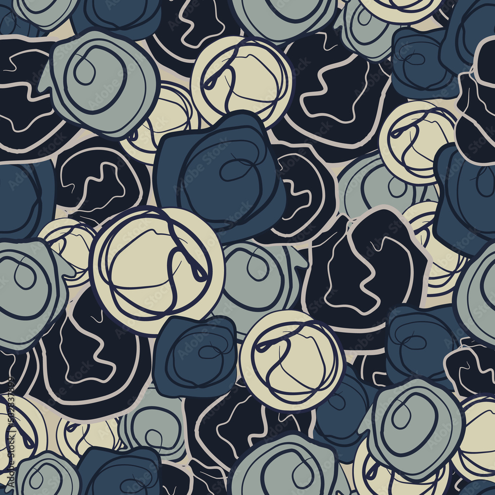 seamless pattern of abstract circle, lines shape. a hand-drawn ...