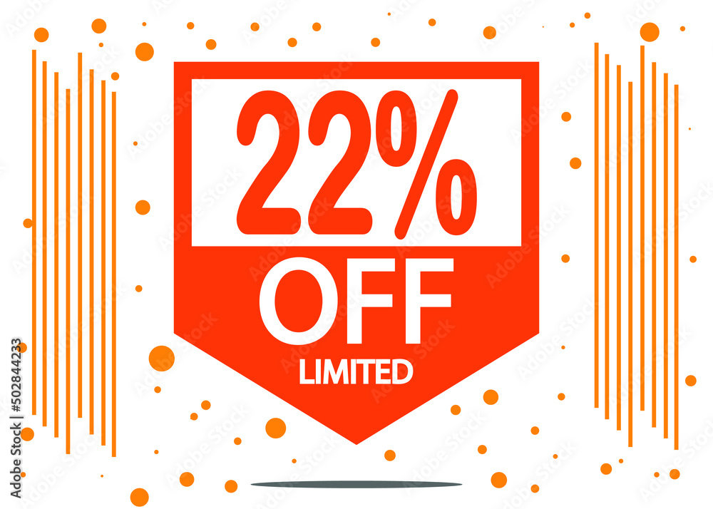 22% Price tag. Banner for price reduction ad for stores and sales Stock ...