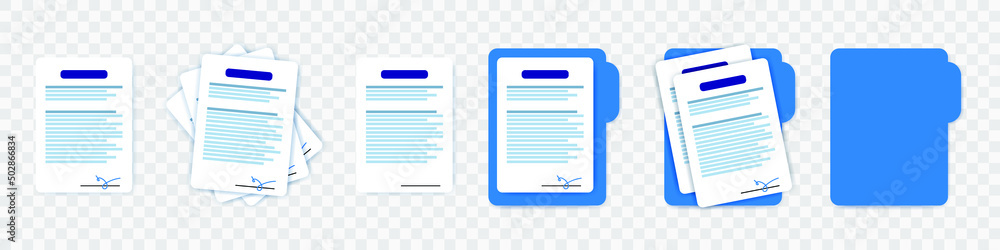 Set of contract documents icon. Design of clipboard and checklist ...