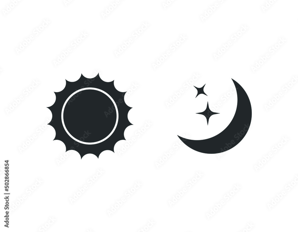 Day and night icon. The sun and moon with stars sign. Vector ...