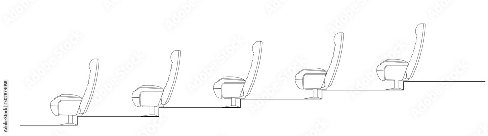 Side elevation of an auditorium or cinema seats installed on the ...