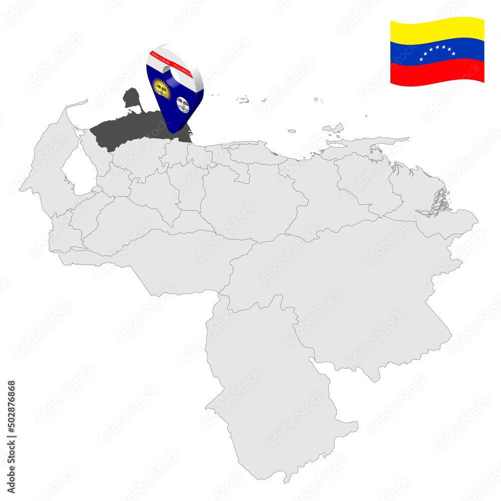 Location Falcon State on map Venezuela. 3d location sign similar to the ...