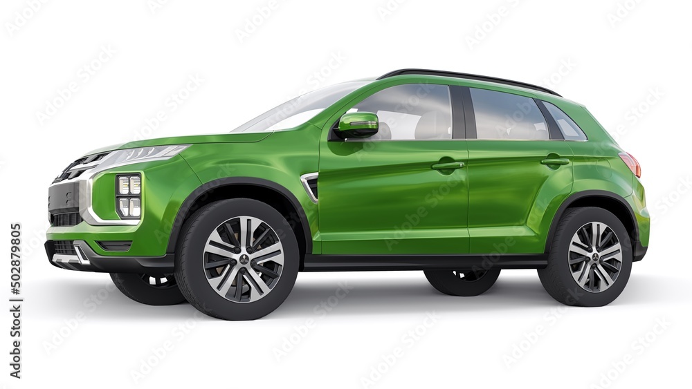 Tokyo. Japan. April 6, 2022. Mitsubishi ASX 2020. Green compact urban ...